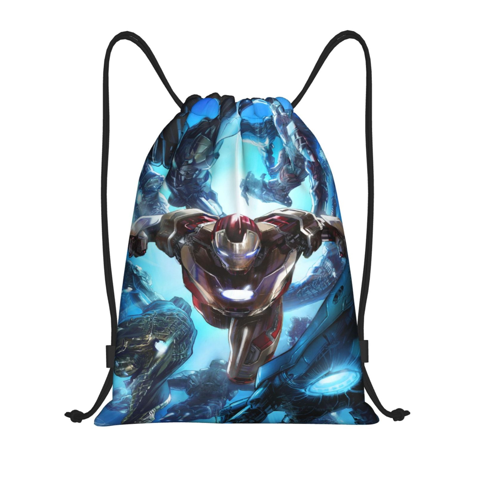 Funny Cartoon Iron Man Drawstring Backpack Sport Gym Bag For Yoga ...