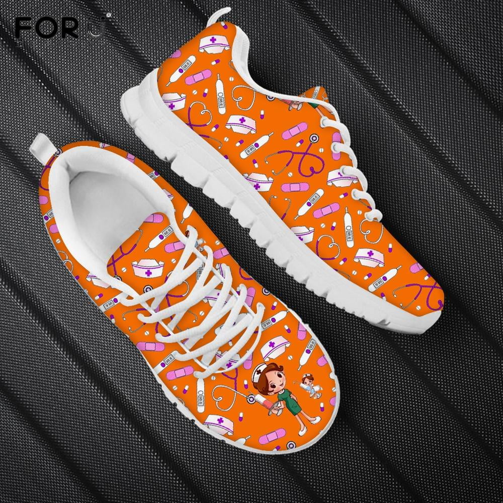 Funny Cartoon Nurse Girl Pattern Woman Flats Shoes Spring/Autumn Mesh ...