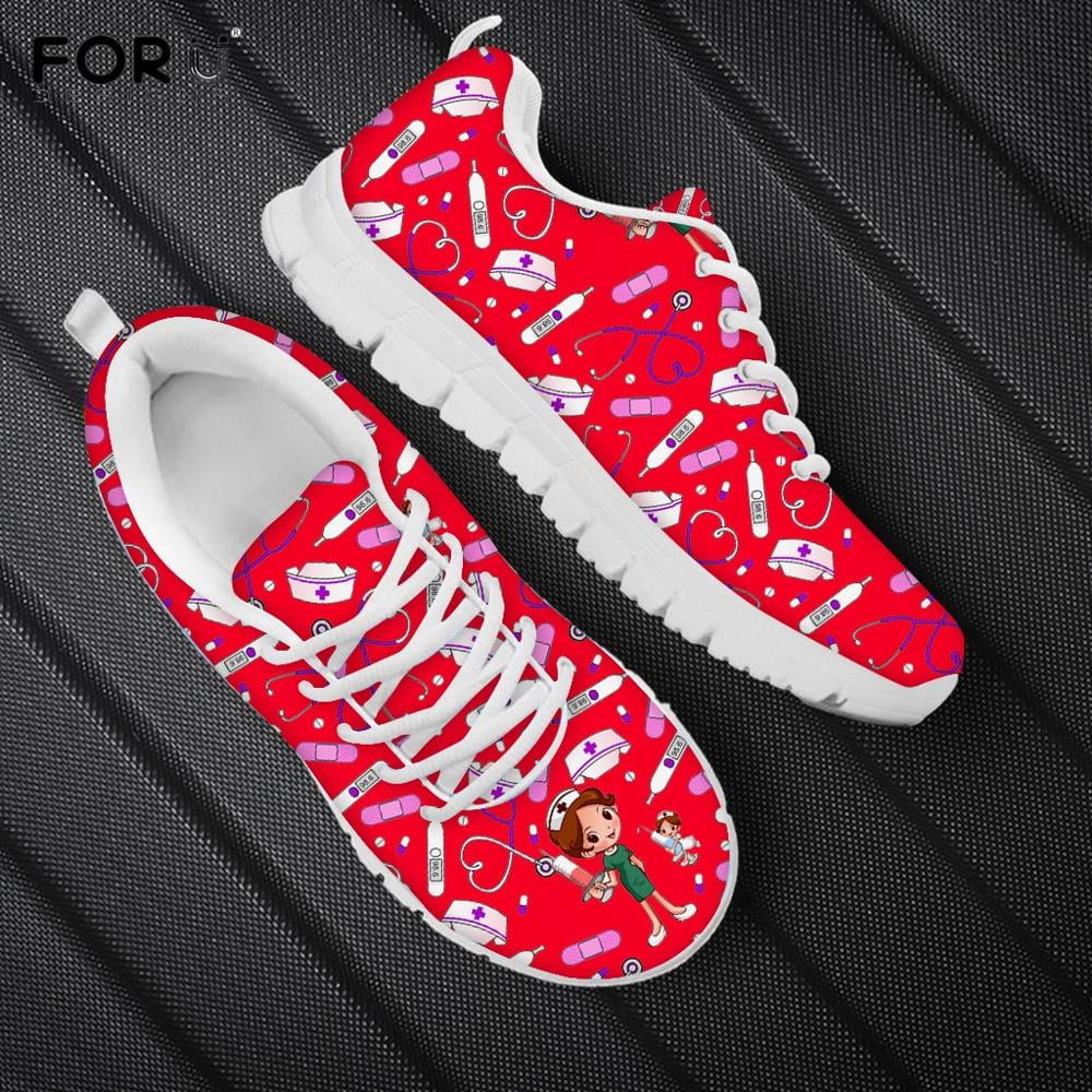 Funny Cartoon Nurse Girl Pattern Woman Flats Shoes Spring/Autumn Mesh ...