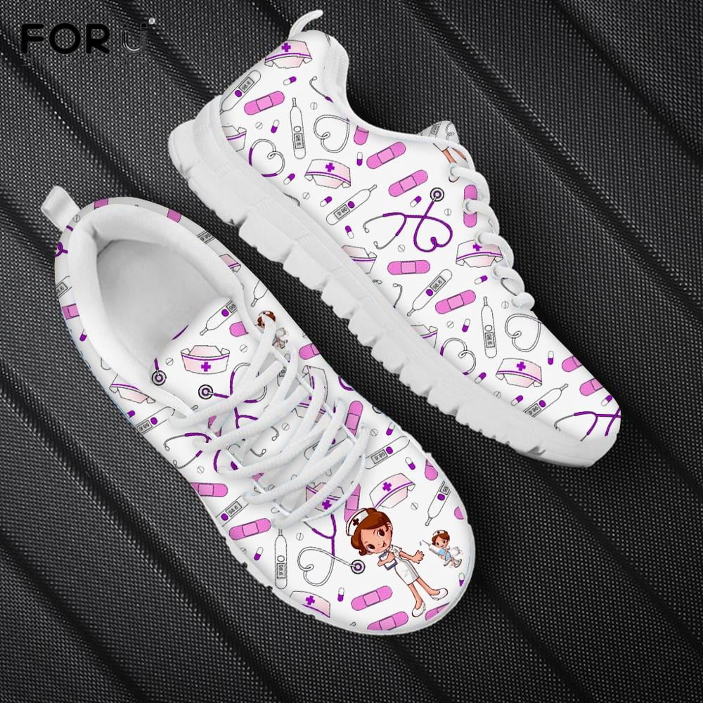 Funny Cartoon Nurse Girl Pattern Woman Flats Shoes Spring/Autumn Mesh ...