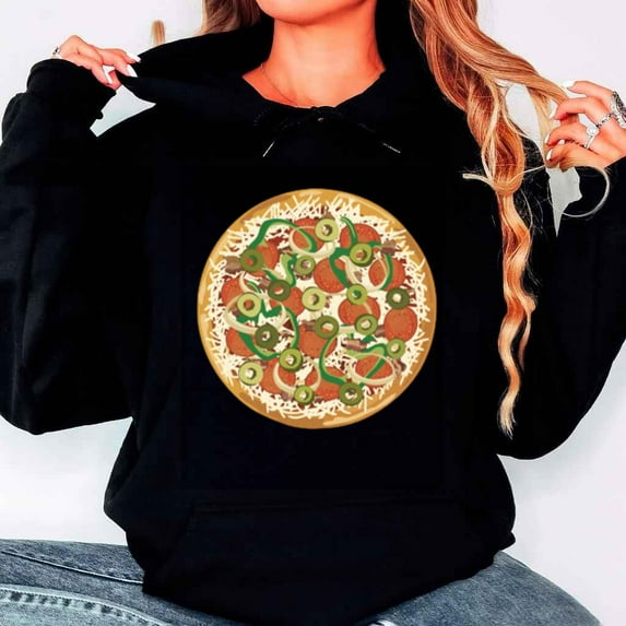 Funny Cartoon Pizza Slice Foodie Humorous Novelty Unisex Hoodie up to ...