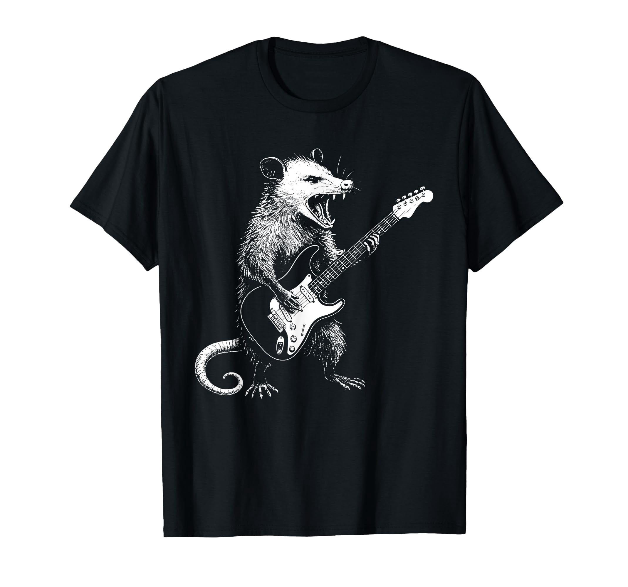 Funny Cartoon Possum Playing Guitar T-Shirt for Retro Guitar Lover ...