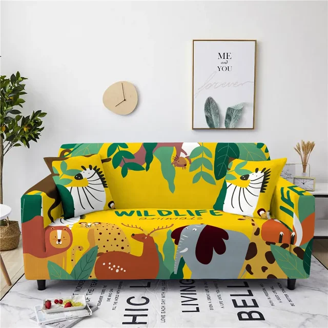 Funny Cartoon Sofa Cover Cute For Living Room Elastic Stretch Animal ...