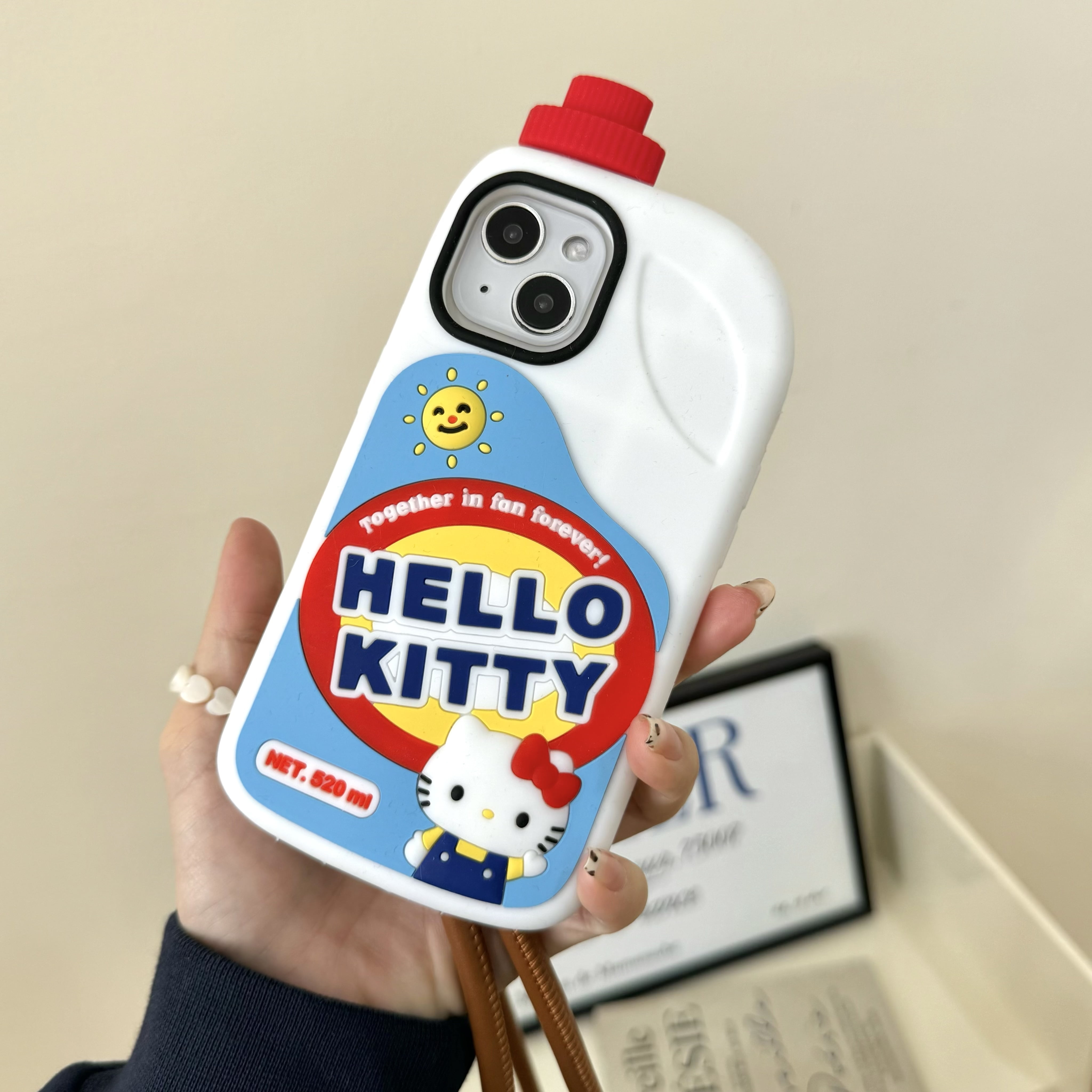 Funny Cartoon Washing liquid Hello Kitty Case For iPhone 16 15 14 13 12 Pro Max 11 KT Cat Soft ...