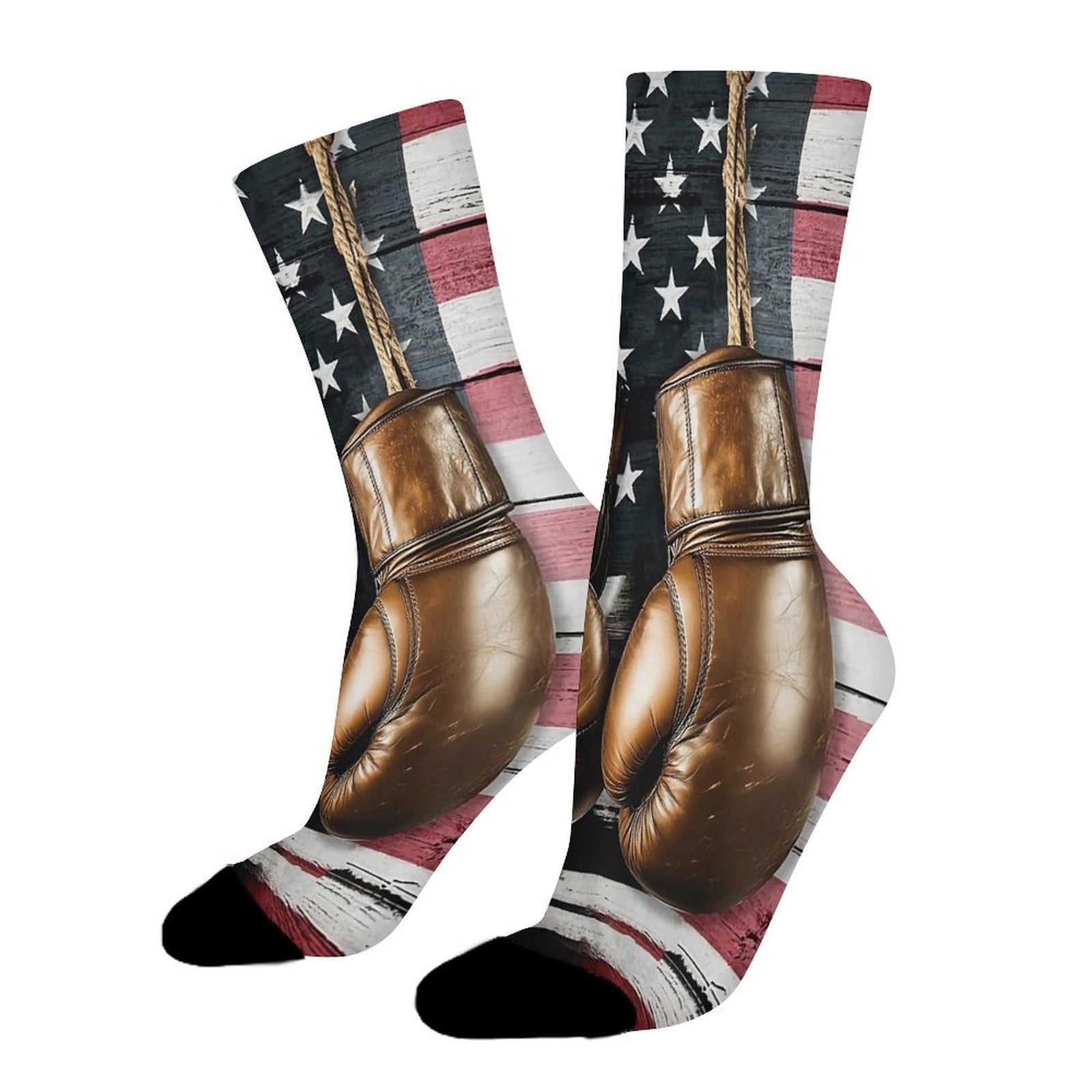 Funny Casual Cotton Socks for Men Women，American Flag Boxing Game Theme ...