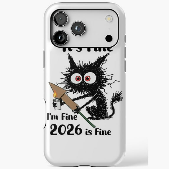 Funny Cat 2026 Is Fine Meme iPhone Case 17 to 11 Pro Max - Walmart.com