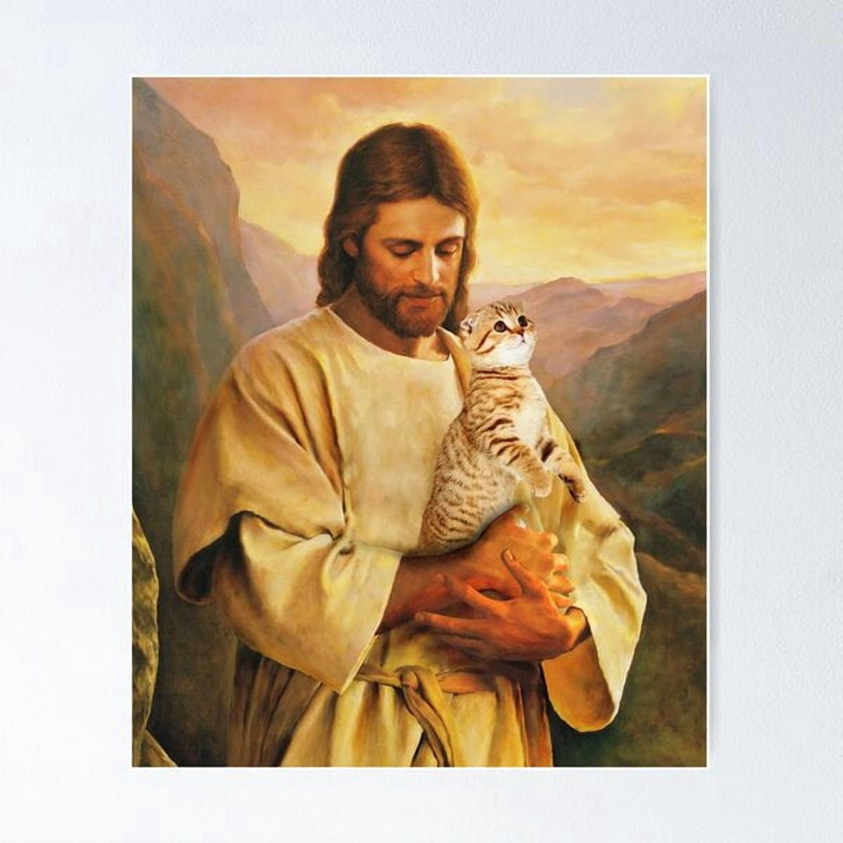 Funny Cat And Jesus Lover Poster , Poster Print Only - Walmart.com