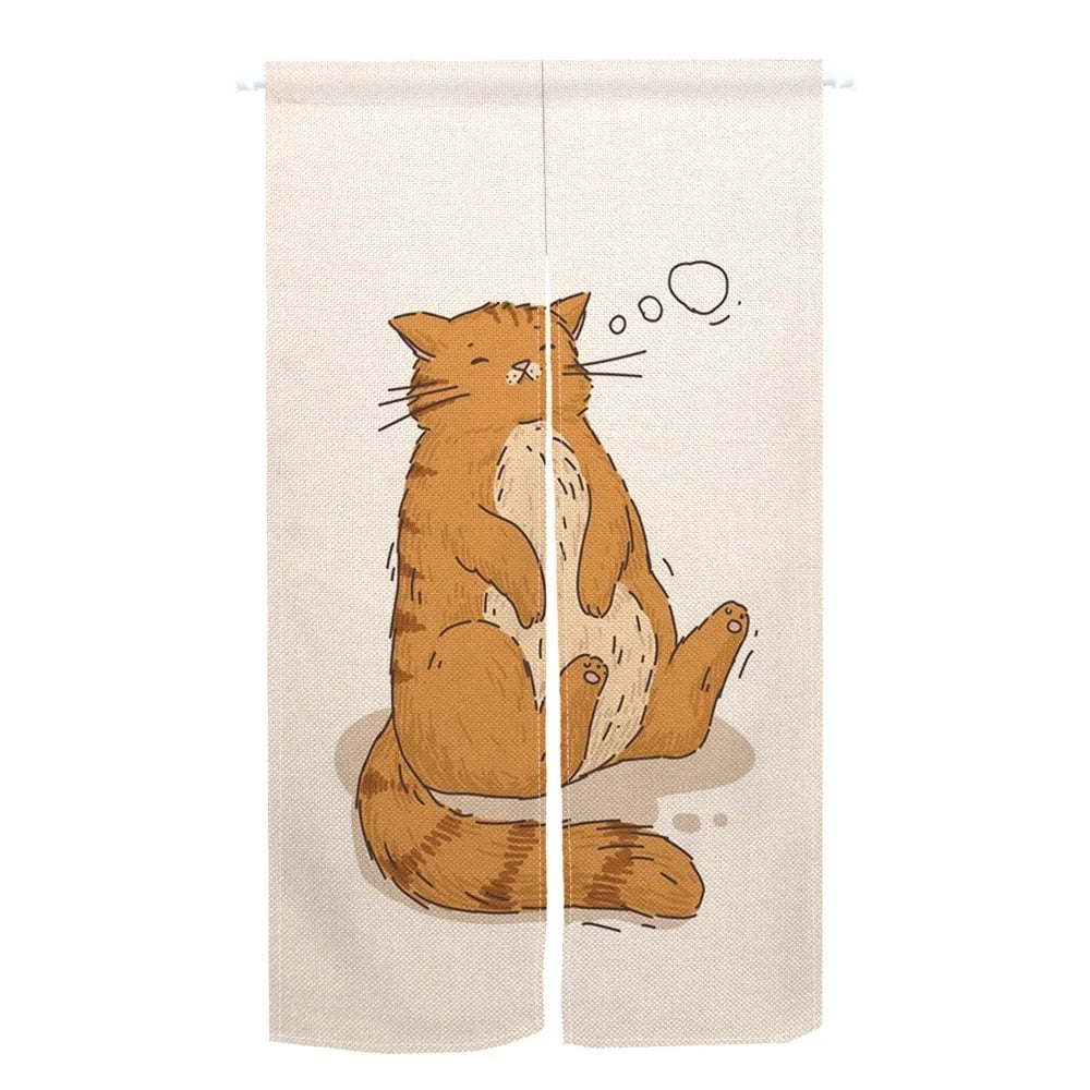 Funny Cat Animal Printing Door Curtain Kitchen Porch Half Curtain ...