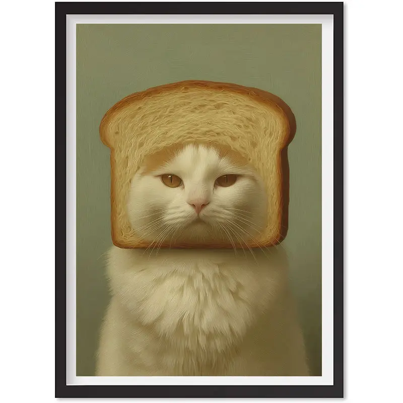 Funny Cat Art Print, Funny Cat Wall Art, Cute Meme Cat Portrait ...