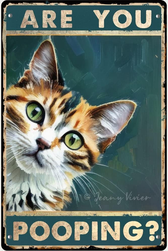 Funny Cat Bathroom Signs, Are You Pooping Signs For Home Office ...