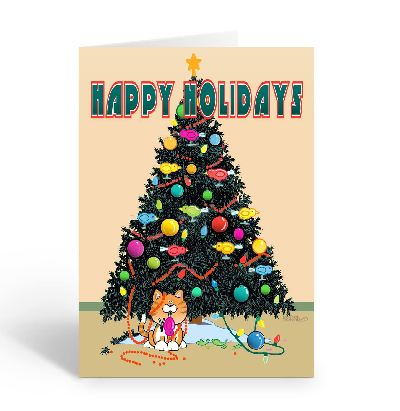 Funny Cat Christmas Cards - 12 Holiday Boxed Cards & Envelopes - 18048 ...