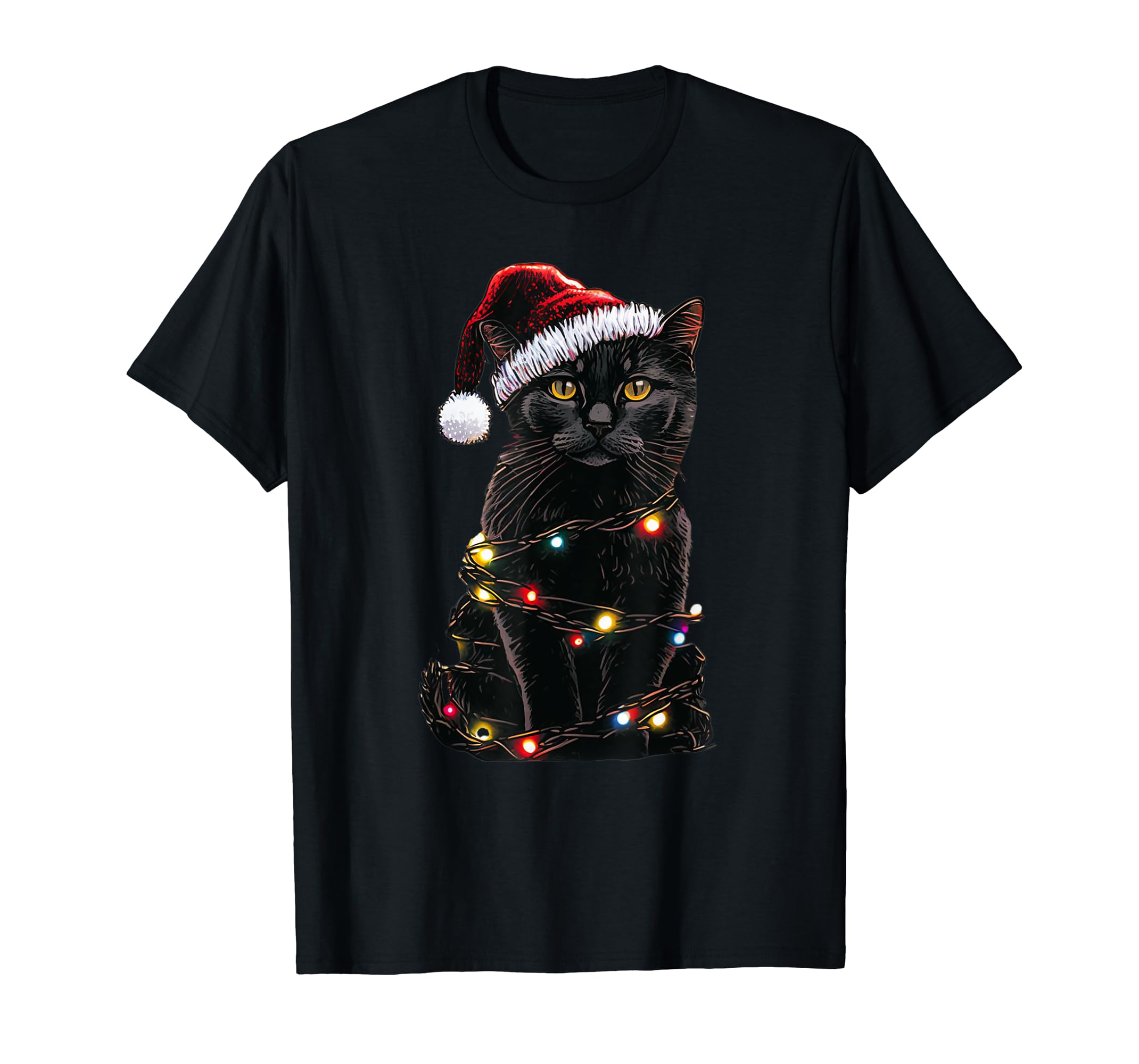 Funny Cat Christmas Shirts Men Women Cats Lover Ugly Xmas Black T-Shirt ...