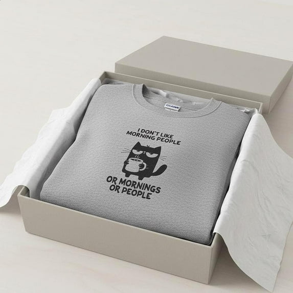 Funny Cat Coffee Embroidery Sweatshirt, Grumpy Black Cat Gift for ...