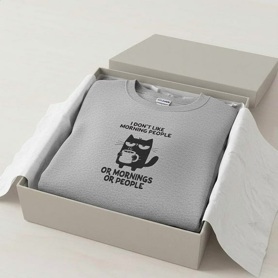 Funny Cat Coffee Embroidery Sweatshirt, Grumpy Black Cat Gift for ...