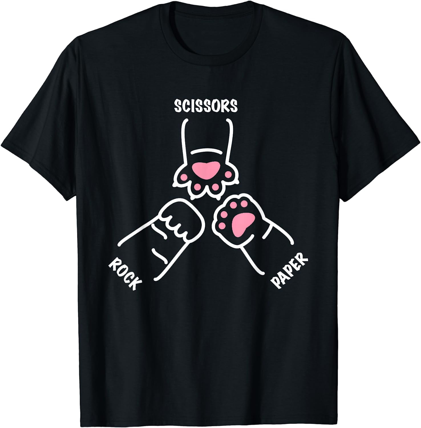 Funny Cat Cute Rock Paper Scissors Cat Paws T-Shirt - Walmart.com