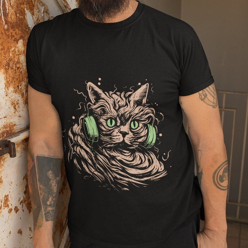 Funny Cat DJ Tee, Whimsical Music, Cat Shirt, DJ Shirt - Walmart.com