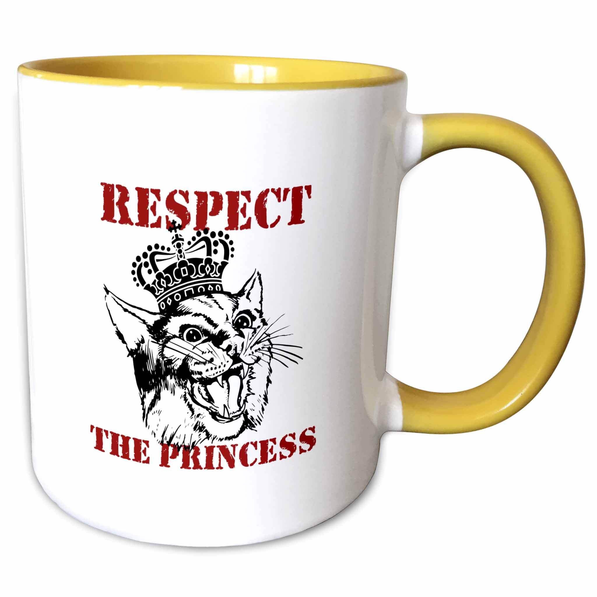 3drose, Funny Cat Drawing- Respect the Princess in Black and Red, 11oz ...