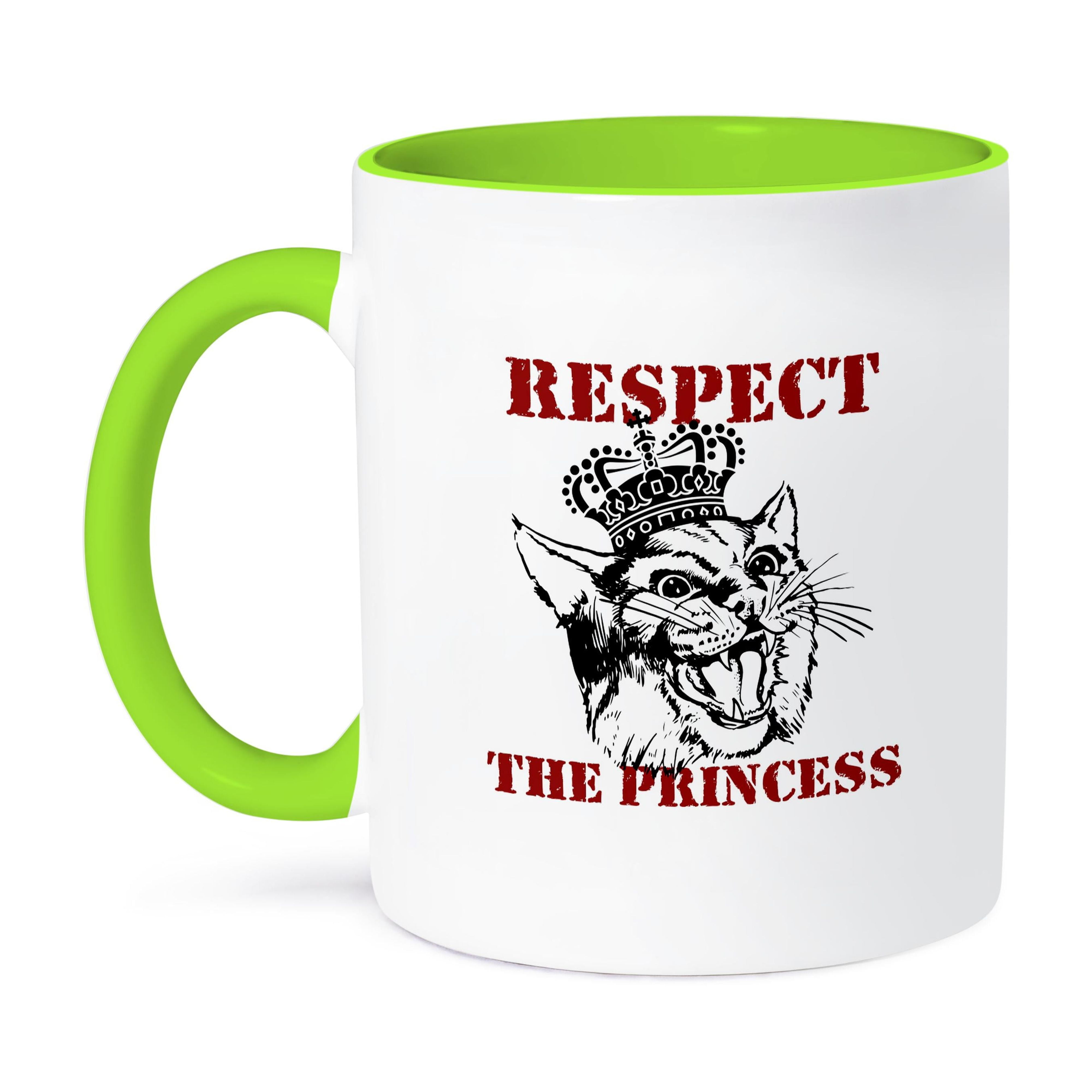 3dRose, Funny Cat Drawing- Respect The Princess in Black and Red, 11oz ...