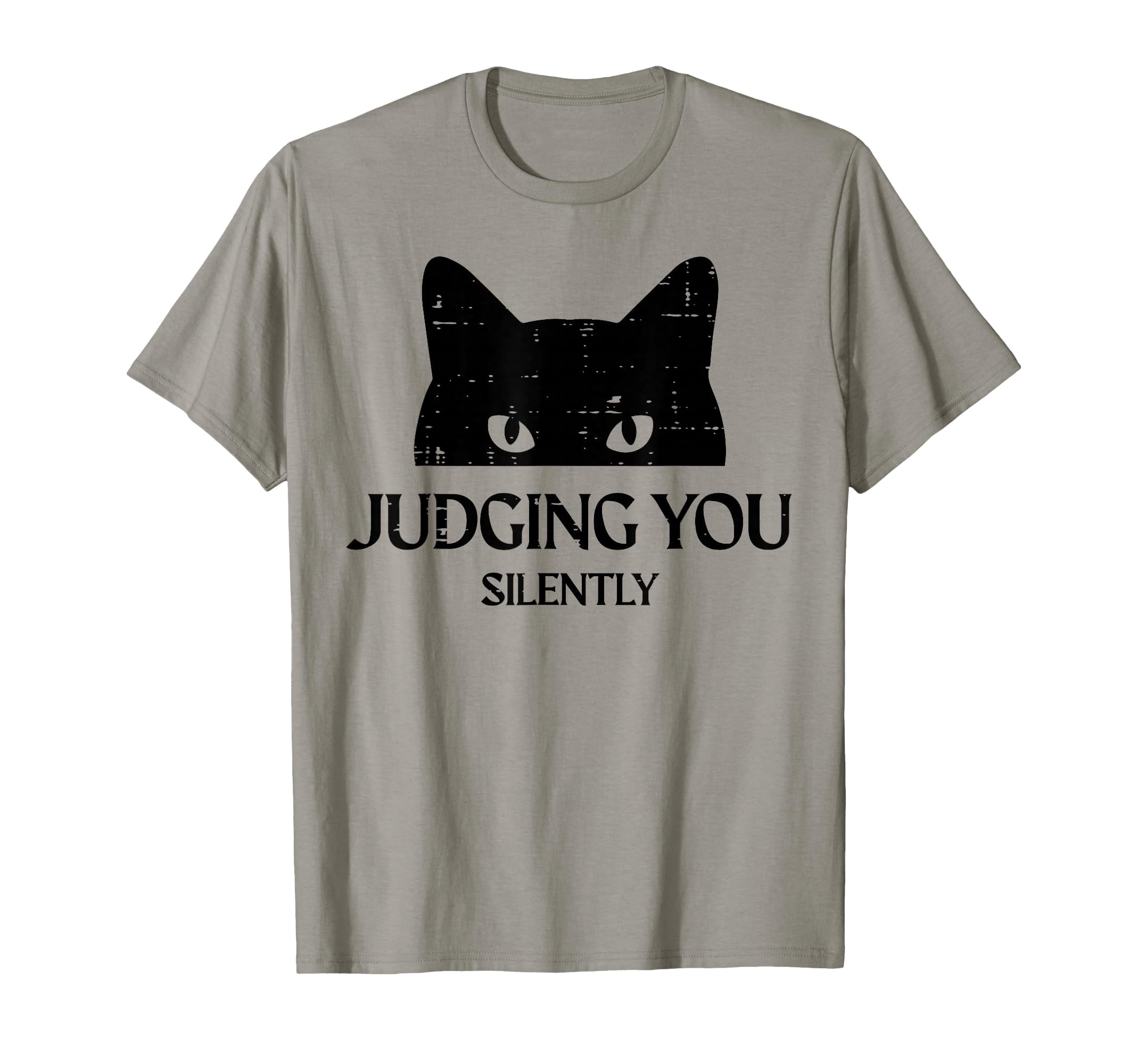 Funny Cat Face T-Shirt with 'Judging You Silently' Saying for Animal ...