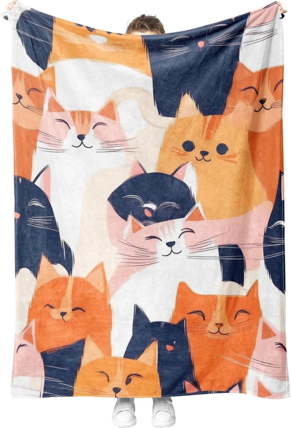 Funny Cat Faux Fur Throw Blanket for Sofa Couch Chair Animal Print ...
