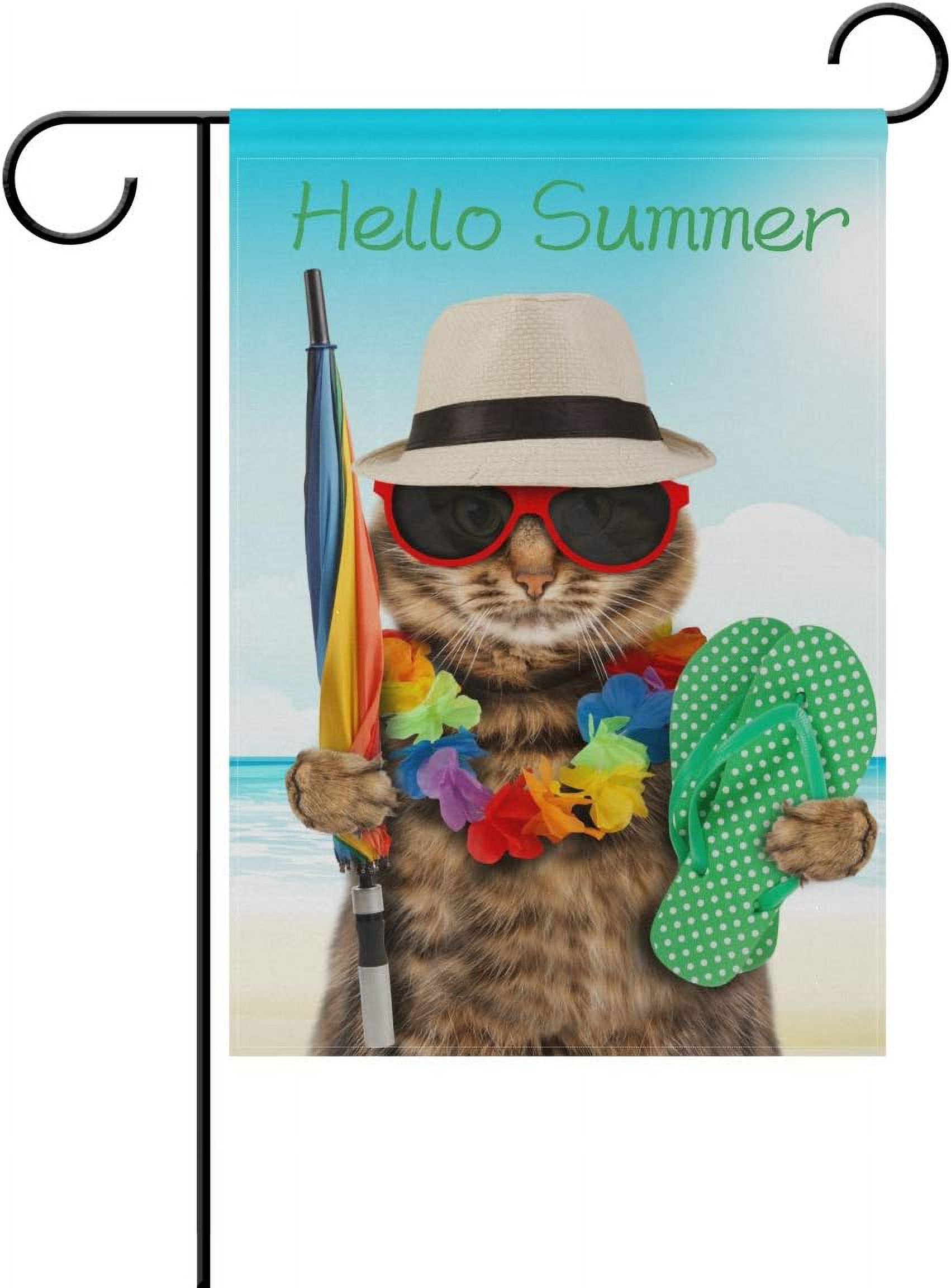 Funny Cat Garden Flag 12 x 18 Inch Double Sided Decorative Flag ...