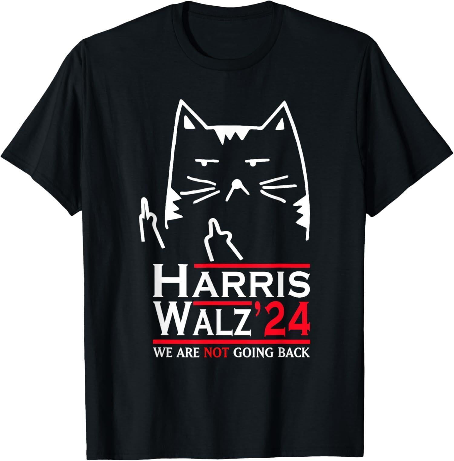 Funny Cat HarrisWaltz 2024 Kamala Harris 2024 Tim Walz 2024 T-Shirt ...