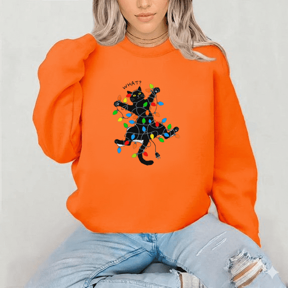 Funny Cat Holiday What Expression Festive Humor Sweatshirt, up to size ...