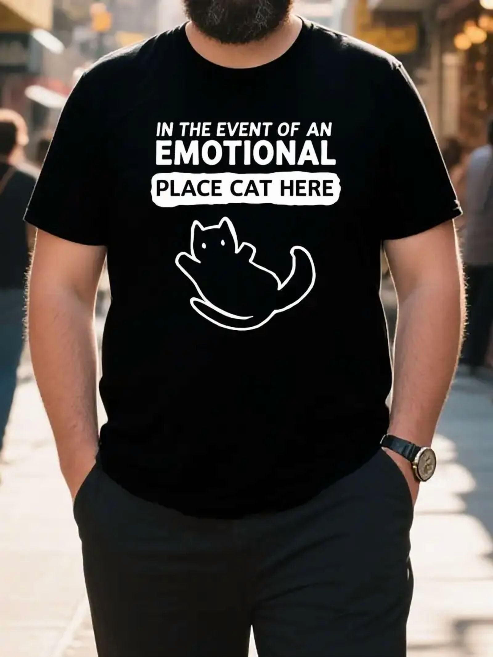 Funny Cat Hug Emotional Support Graphic Short Sleeve Cotton T-Shirt for ...