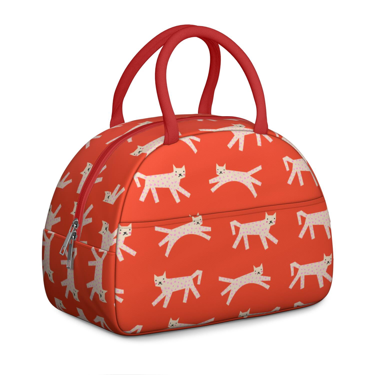 Funny Cat Lunch Box – Artistic Cat & Paw Print Insulated Cooler Bag ...