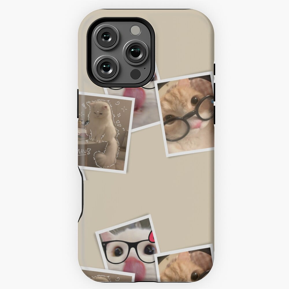 Funny Cat Meme Glasses and Filters Art iPhone Case 11 12 13 14 15 16 17 ...