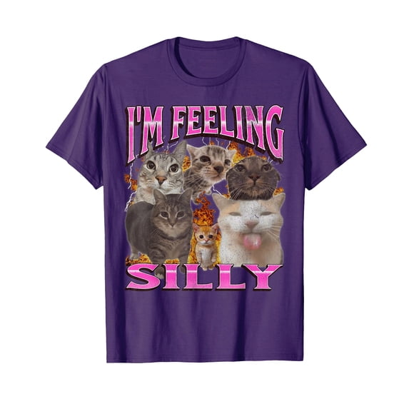 Funny Cat Meme Graphic T-Shirt for Men Women - I'm Feeling Silly ...
