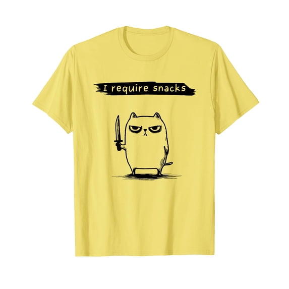 Funny Cat Meme I Require Snacks T-Shirt for Cat Lovers and Humor ...