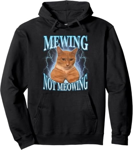 Funny Cat Meme Mewing LooksMax Meowing cat Trend Pullover Hoodie ...