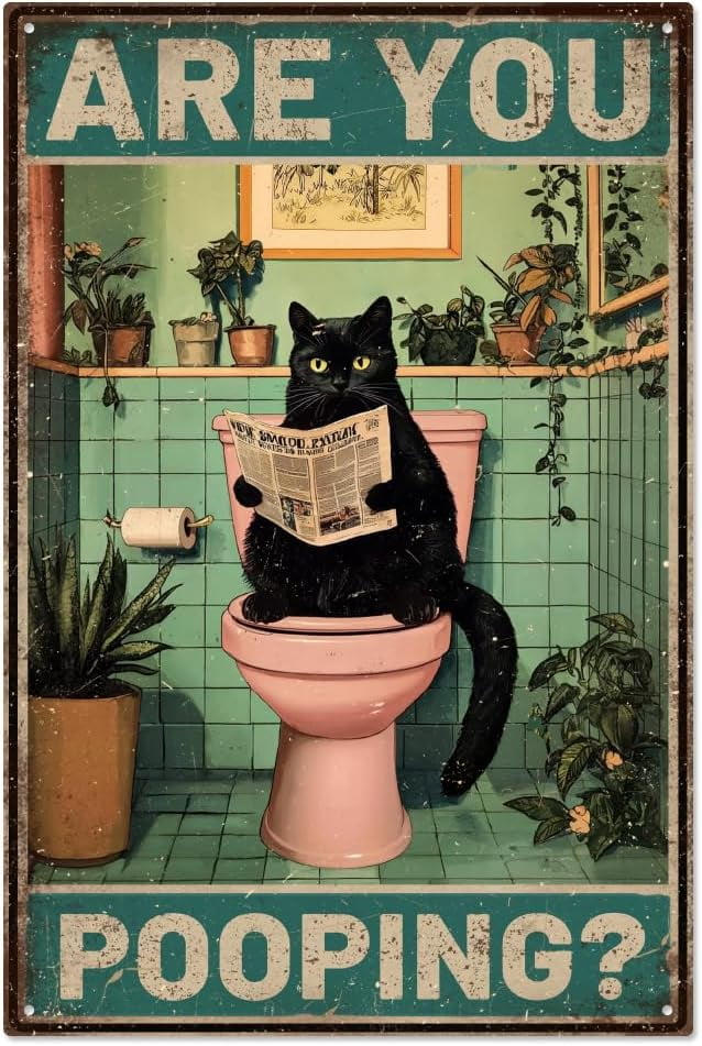 Funny Cat Metal Tin Sign Are you Pooping Metal Poster Sign Vintage ...