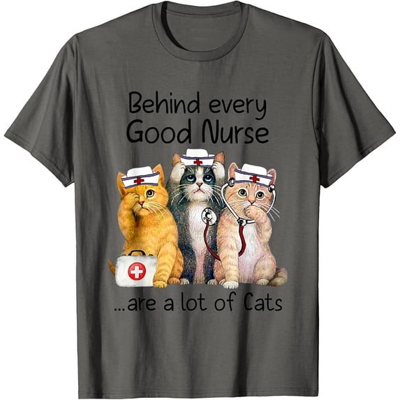 Funny Cat Nurse T-Shirt with Three Cats in Scrubs and Medical Gear ...