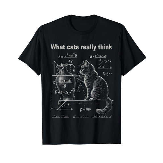 Funny Cat Physics Humor T-Shirt - What Cats Really Think Design with ...