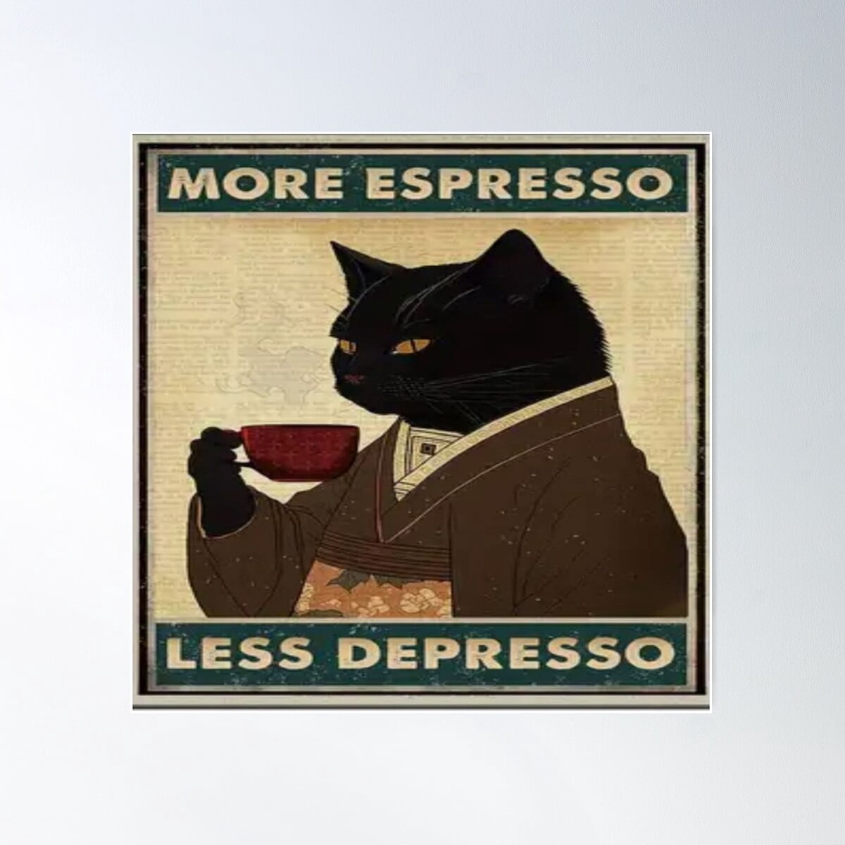 Funny Cat Picture ´´ More Espresso Less Depresso ´´ Poster Wall Art ...