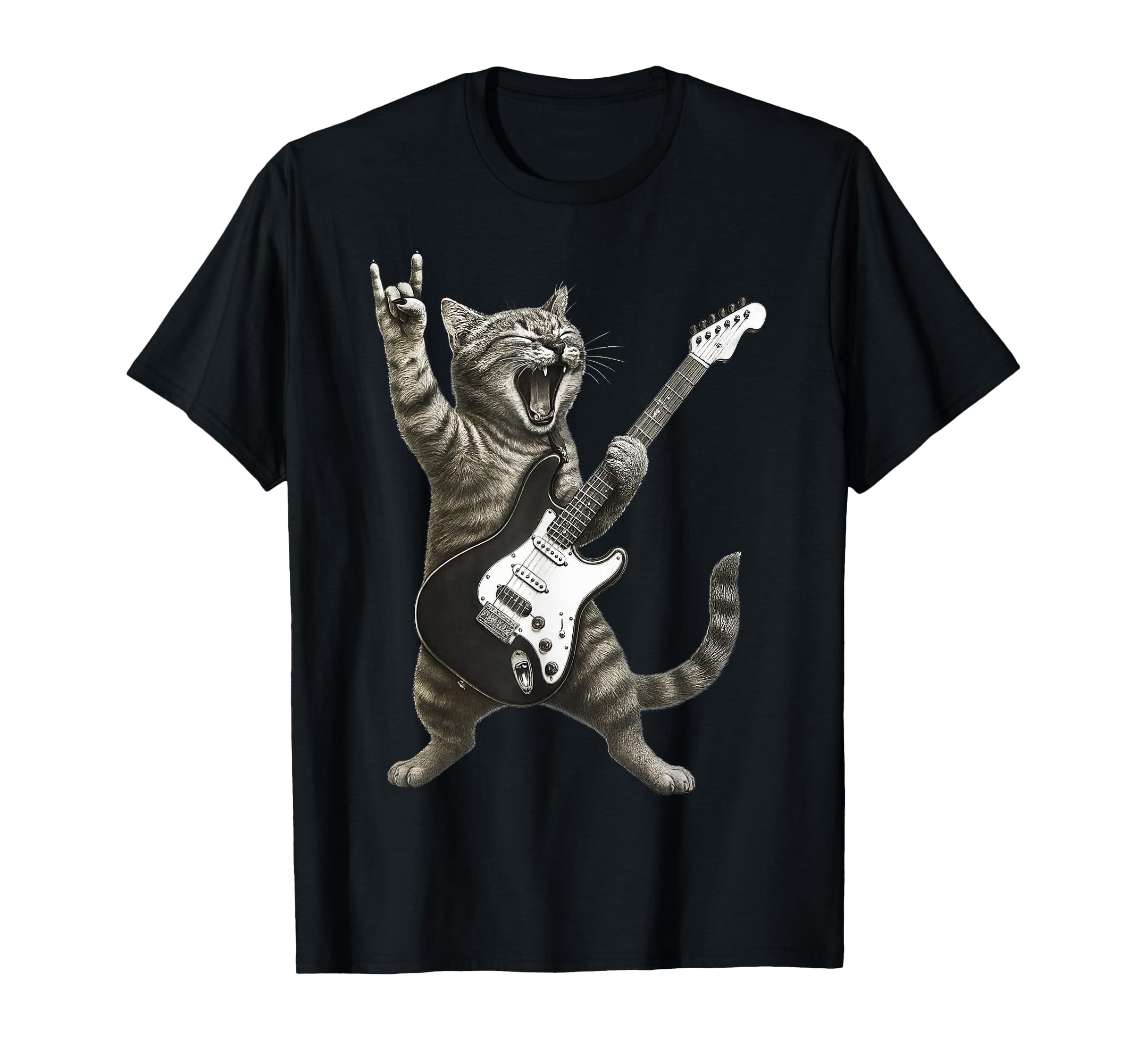 Funny Cat Playing Guitar T-Shirt for Rock and Roll Enthusiasts ...