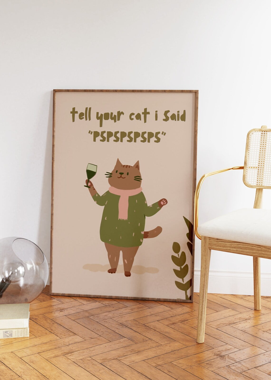 Funny Cat Poster • Hand Drawn Funny Cat Lady Art • Cute Kitten Poster ...