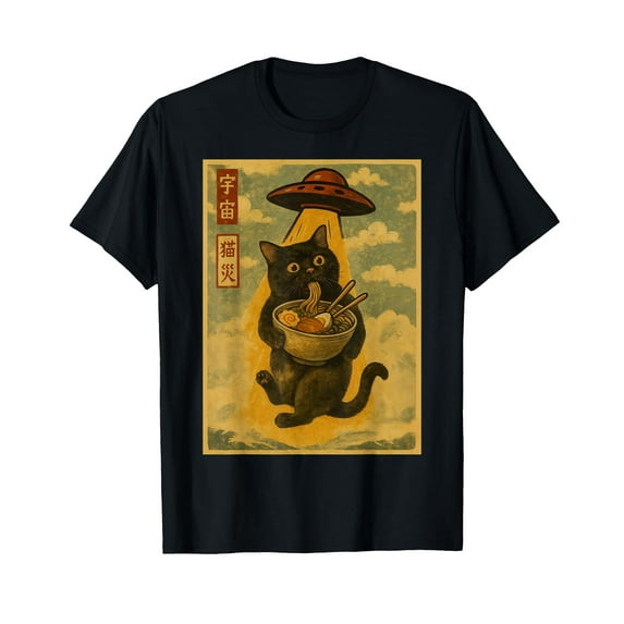 Funny Cat Ramen UFO Japanese Anime for Men Women Teens Kids T-Shirt ...