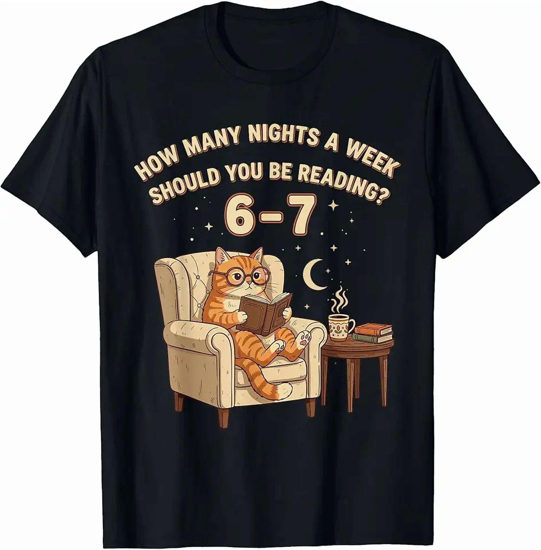 Funny Cat Reading 6-7 Meme English Teacher Book Lover Humor T-Shirt ...