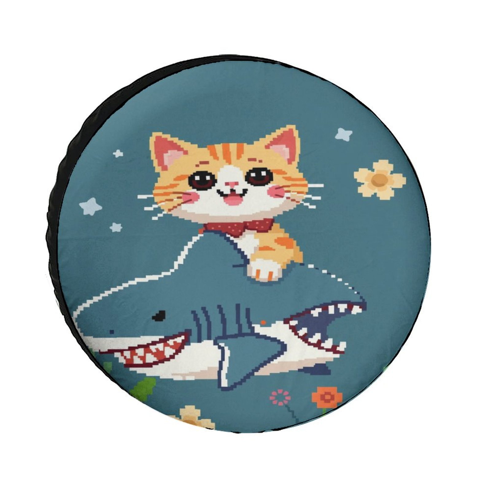 Funny Cat Riding Shark Cool Spare Tire Cover Weatherproof Wheel Camper ...