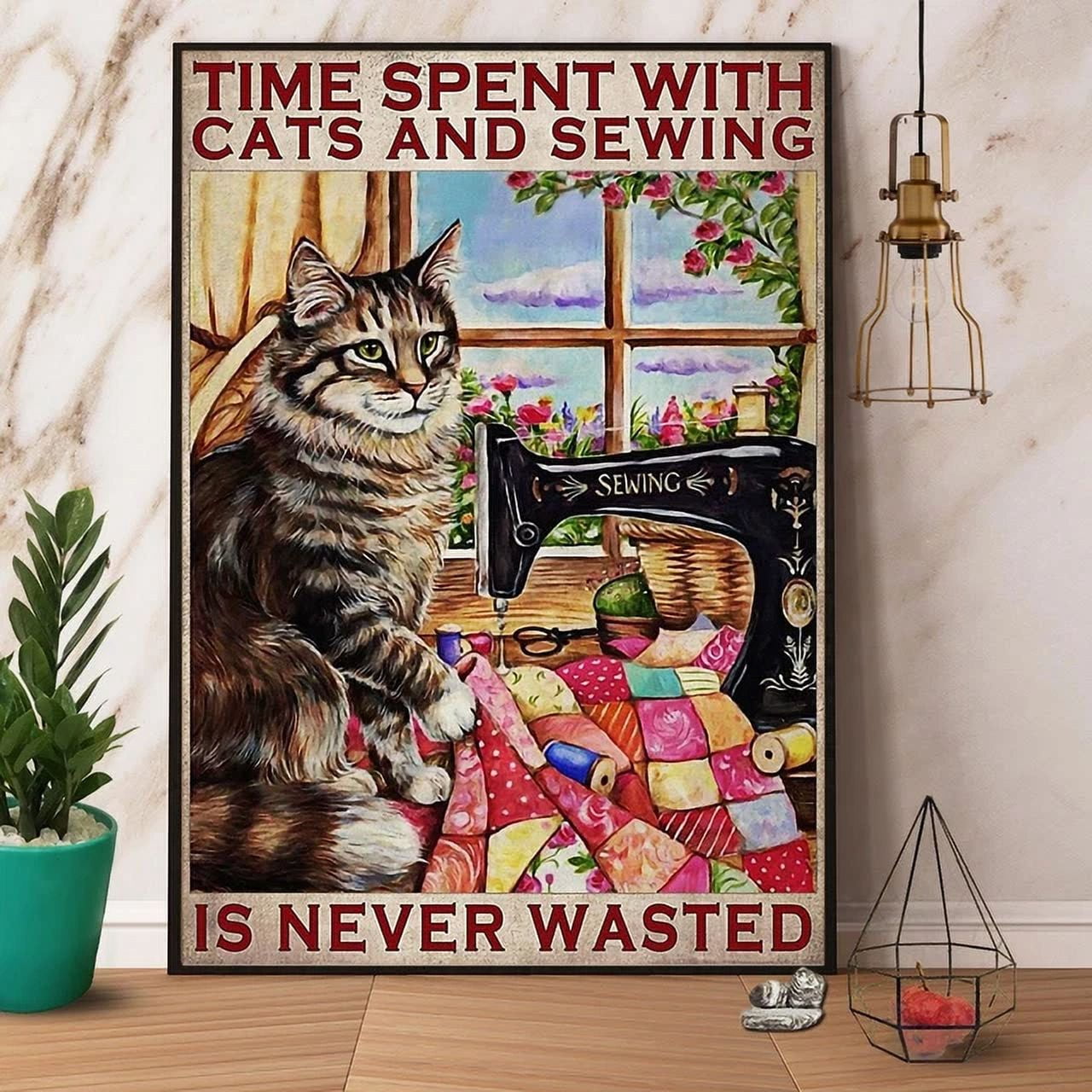 Funny Cat Sewing Time Spent With Cats And Sewing Is Never Wasted ...