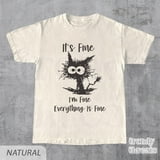 Funny Cat Shirt, Its Fine Im Fine Stressed Out Cat Tee, Meme Shirt for ...