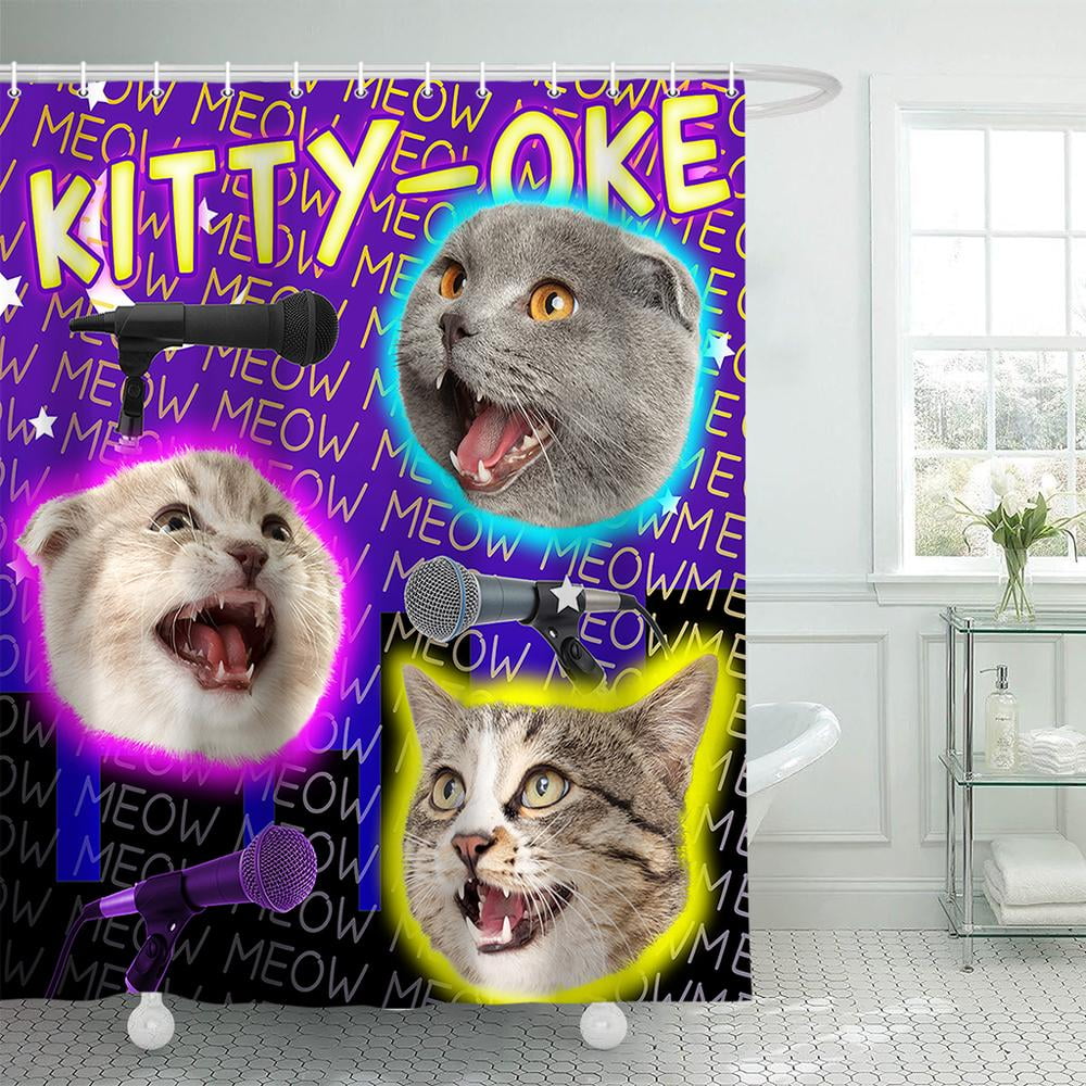 Funny Cat Shower Curtain for Bathroom, Cute Cats Shower Curtains for ...