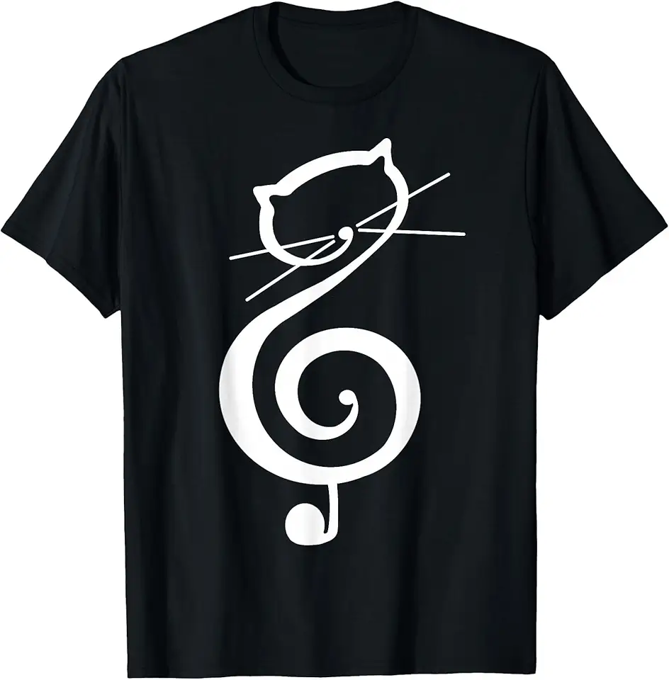 Funny Cat Treble Clef Music Lover Unisex Graphic Short Sleeve T-Shirt ...