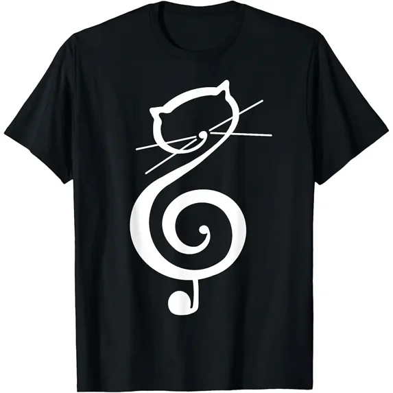 Funny Cat Treble Clef Music Lover Unisex Graphic Short Sleeve T-Shirt ...