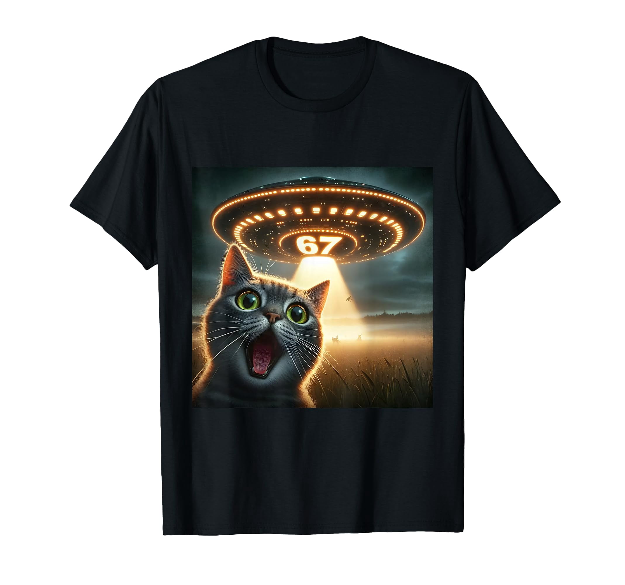 Funny Cat UFO Alien Meme T-Shirt for Humorous and Unique Style ...