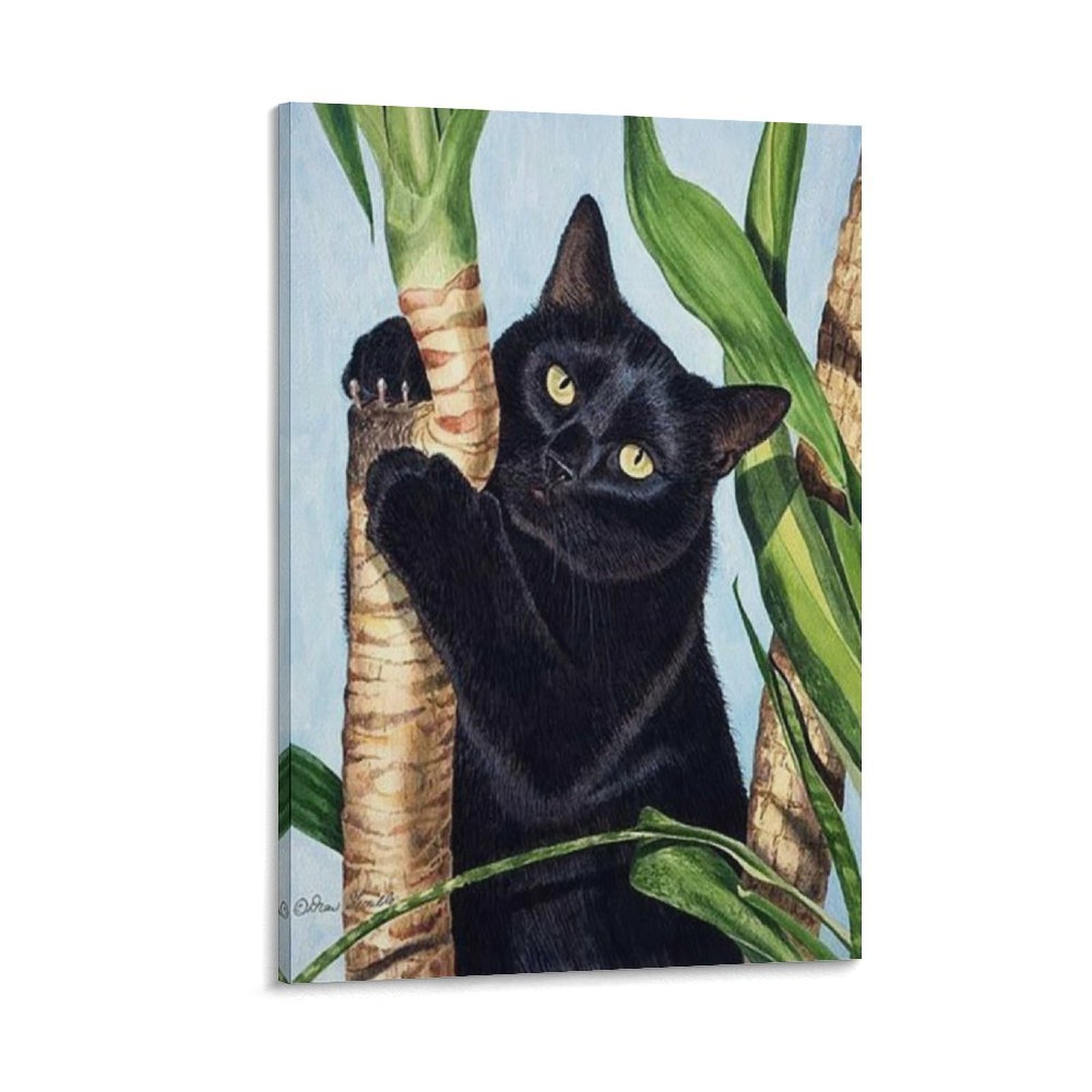 Funny Cat Wall Art - Black Cat Art Canvas Print, Gift for Cat Lovers ...