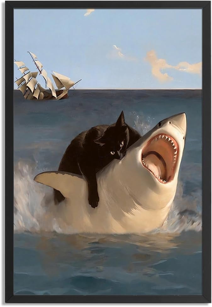 Funny Cat Wall lily Cat Poster For Room Aesthetic Decor-Cute Black Cat ...